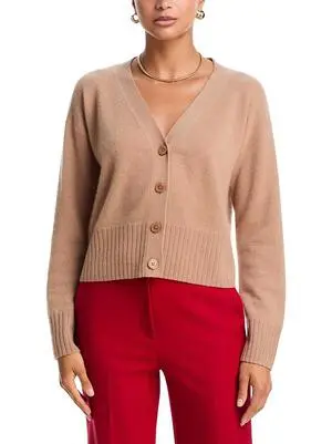 Aqua 100% Cashmere V-neck Cardigan - Camel
