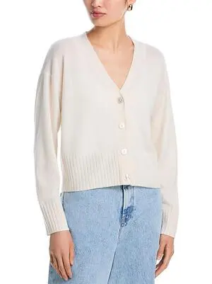 Aqua 100% Cashmere V-neck Cardigan - Ivory