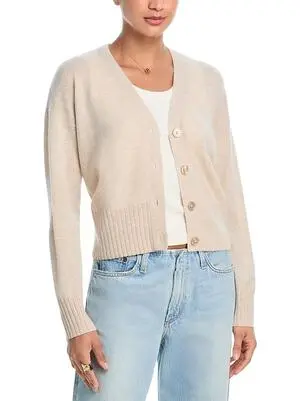 Aqua 100% Cashmere V-neck Cardigan - Oatmeal
