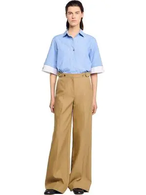 Sandro Wide-leg Trousers - Beige