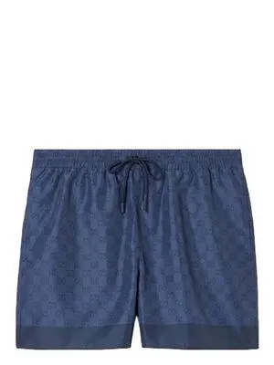 Gucci Printed Technical Poplin Swim Shorts - Blue