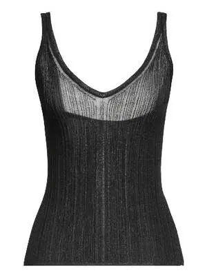 Majestic Filatures Ribbed Metallic Knit Tank Top - Black