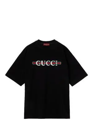 Gucci Printed Cotton Jersey T-shirt - Black