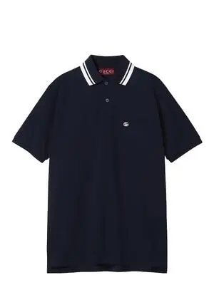 Gucci Cotton Polo Shirt With Embroidery - Blue