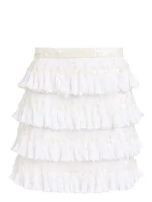 Elisabetta Franchi Mini Sequined Skirt - White