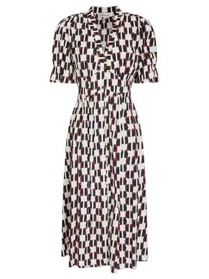 Diane Von Furstenberg Erica Printed Cotton-blend Poplin Midi Dress - Brown