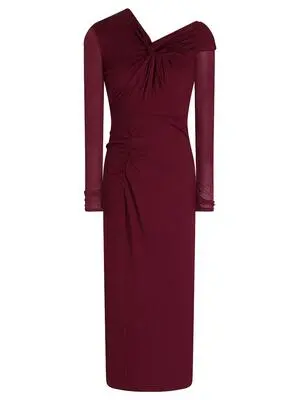 Diane Von Furstenberg Twisted Stretch-jersey And Mesh Midi Dress - Burgundy