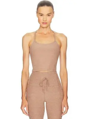 Beyond Yoga Spacedye Slim Racerback Cropped Tank Top - Desert Sand Heather
