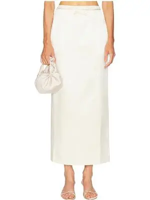 Courtney Zheng Irene Wool Silk Duchesse Midi Skirt - Ivory