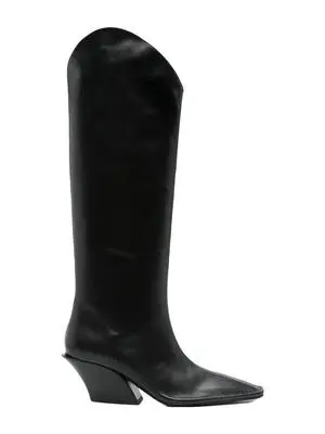 MUGLER 80mm Pointed-toe Calf Leather Boots - Black