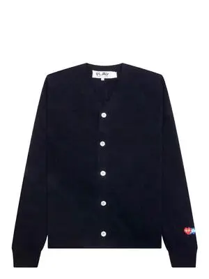 Play Comme Des Garcon X The Artist Invader Heart-patch Cardigan - Blue