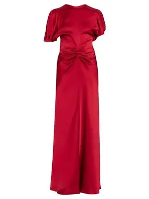 Victoria Beckham Satin Gown With Gathered Waist - Rose