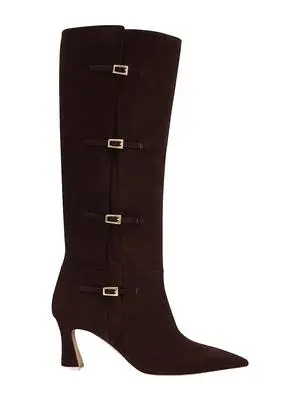 MALONE SOULIERS Nolan Suede Knee Boots - Ebony