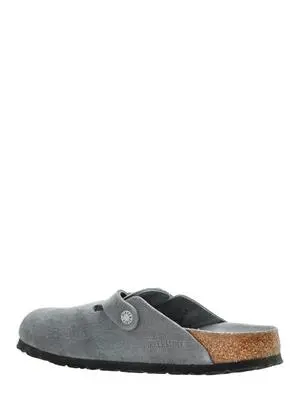BIRKENSTOCK Buckle Suede Mules Grey
