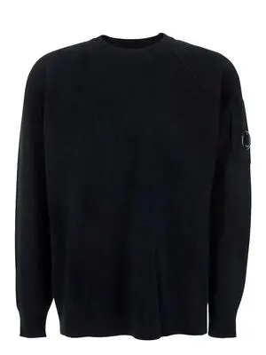 C.P. COMPANY Raglan-sleeve Sweater With Lens Pocket - Black