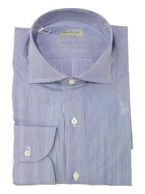 SARTORIO NAPOLI Micro-stripe Cotton Shirt - Blue