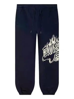 HONOR THE GIFT Flame-print Cotton Sweatpants - Blue