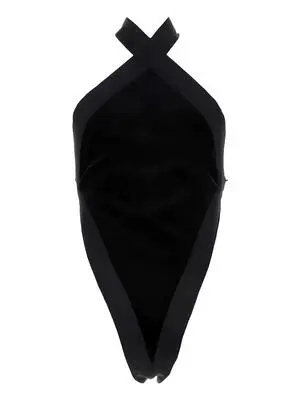 Saint Laurent Cross-neck Velvet Bodysuit - Black