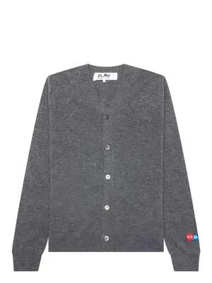 Play Comme Des Garcon X The Artist Invader Heart-patch Cardigan - Grey