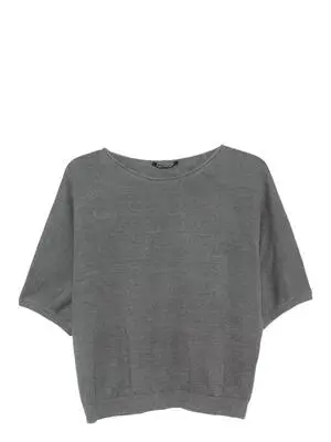 LUISA CERANO Short-sleeve Linen Top - Grey