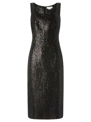 GENNY Sequin Embellished Square-neck Dress - Black