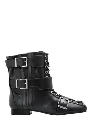 GANNI Buckled Lace-up Combat Boots - Black