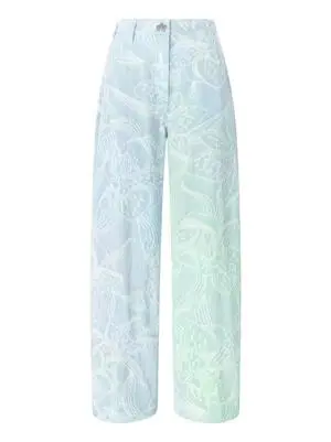 GENNY Floral-Print Wide-Leg Jeans