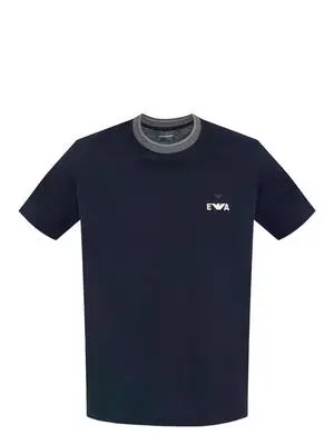 Emporio Armani Logo Ribbed-collar T-shirt - Blue