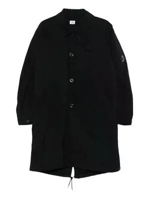 C.P. COMPANY Button-fastening Coat With Lens Detail - Black