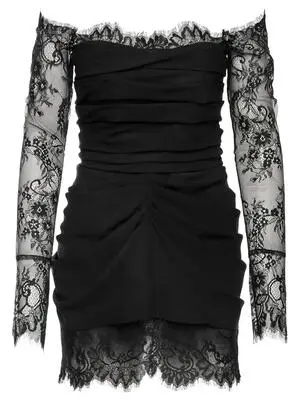 ANA RADU Lace-trimmed Mini Dress - Black