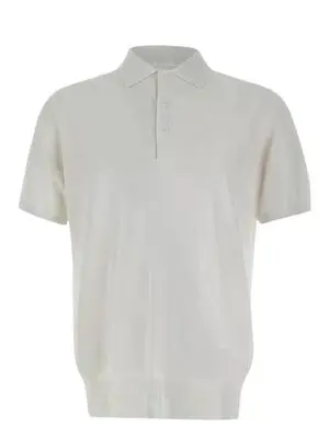 KANGRA Ribbed-edge Short-sleeve Polo Shirt - White