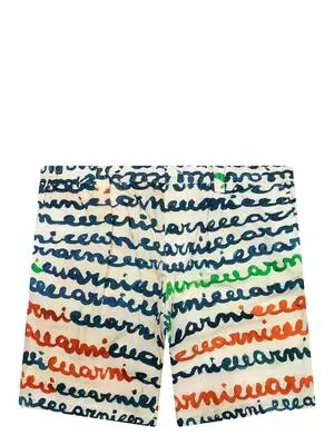 Marni Logo-print Cotton Shorts - Neutrals