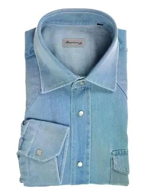 SARTORIO NAPOLI Snap-button Denim Shirt - Blue