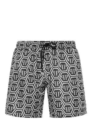 Philipp Plein Monogram Hexagon Swim Shorts - Black