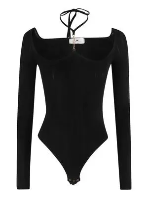 Elisabetta Franchi Chain-neck Ribbed Bodysuit - Black