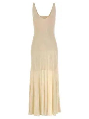 Isabel Marant Ribbed V-neck Midi Dress - Neutrals