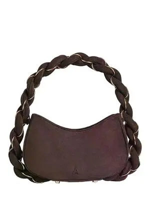 Manière De Voir Suede Handbag With Braided Rope Handle - Brown