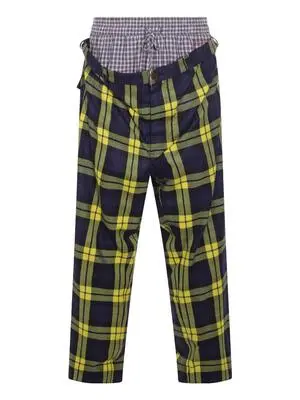 VIVIENNE WESTWOOD Wool Check Pants - Navy/yellow