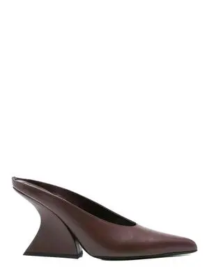 MUGLER 100mm Sculpted-heel Pointed-toe Mules - Red