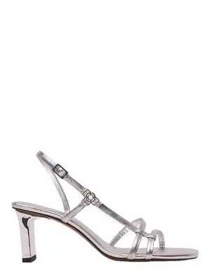 Maje Metallic Strappy Heeled Sandals - Silver