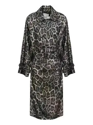 Stella McCartney Leopard-print Belted Trench Coat - Grey