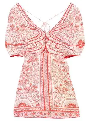 Farm Rio River Ride Mini Dress - Red