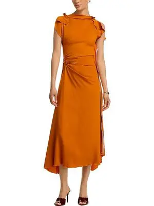 Victoria Beckham Drape Sleeve Mid-length Dress - Sunset Orange