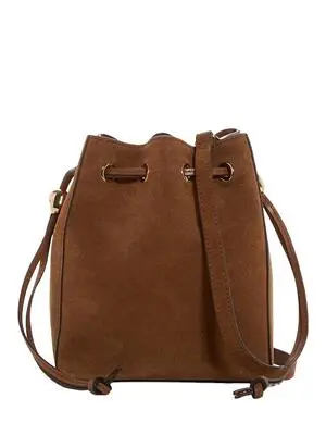 Madewell Drawstring Suede Crossbody Bag - Dried Acorn