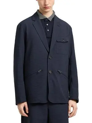 Emporio Armani Notch Lapel Blazer - Solid Blue