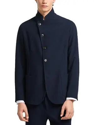 Emporio Armani Guru Collar Asymmetrical Blazer - Solid Blue