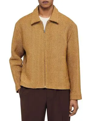 Sandro Woven Raffia Jacket - Camel