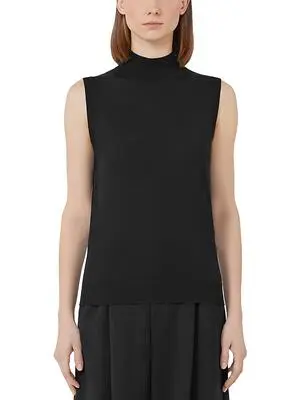 Max Mara Slalom Mock Neck Wool Top - Black