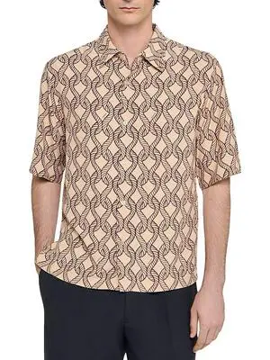 Sandro Loose Fit Rope Print Shirt - Butter Cream