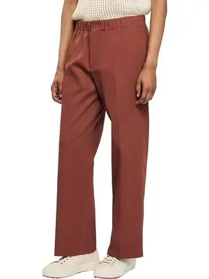 Sandro Elasticized Wide Leg Cotton Pants - Terra